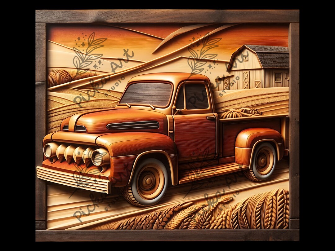 Vintage Pickup Truck Laser Engraving File: Country Artwork (digital ...