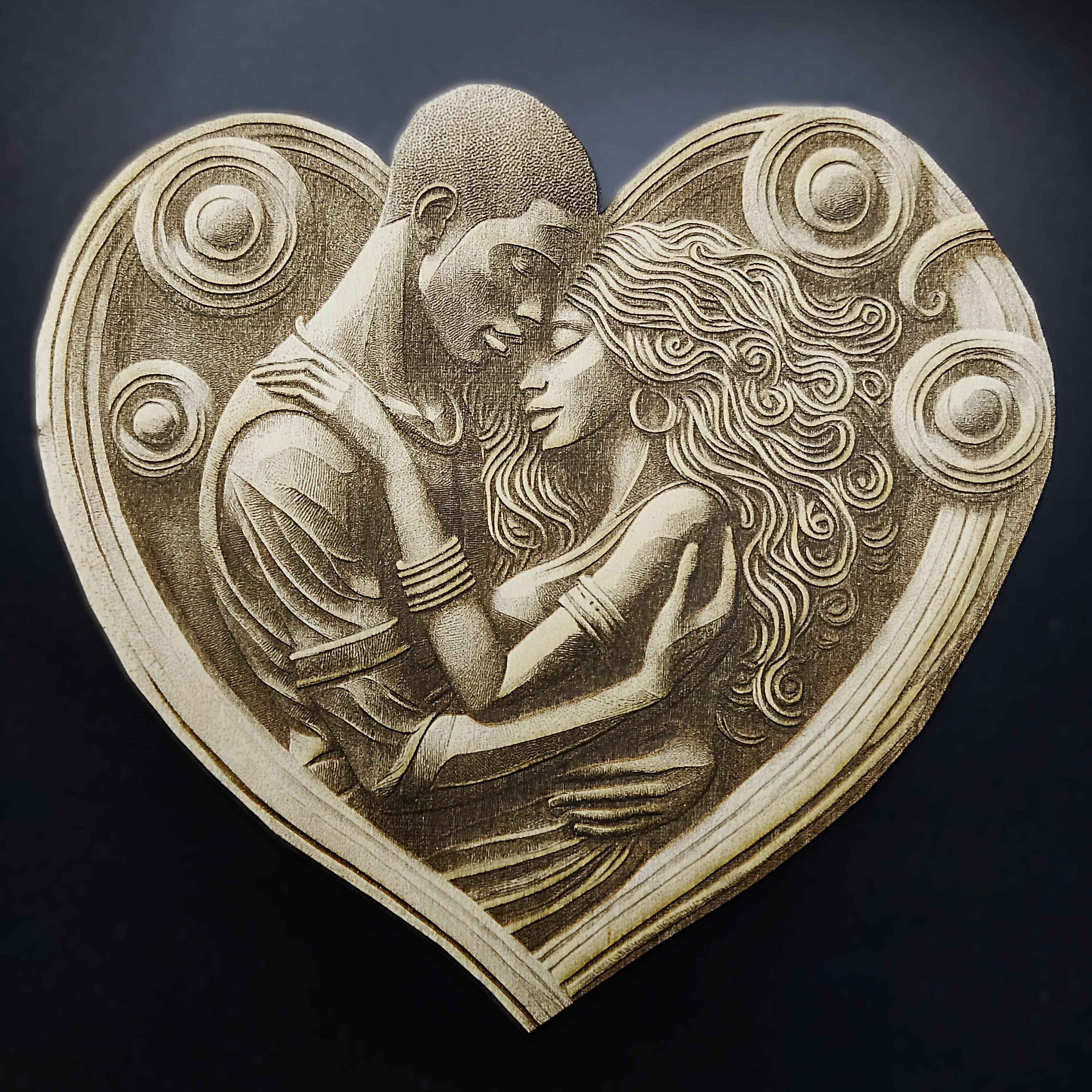 Romantic Couples Laser Engraving File: Valentine's Day Wedding Portrait ...