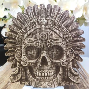 Aztec Skull 3D Illusion Laser Engraving File: Tribal Mask Art (digital ...