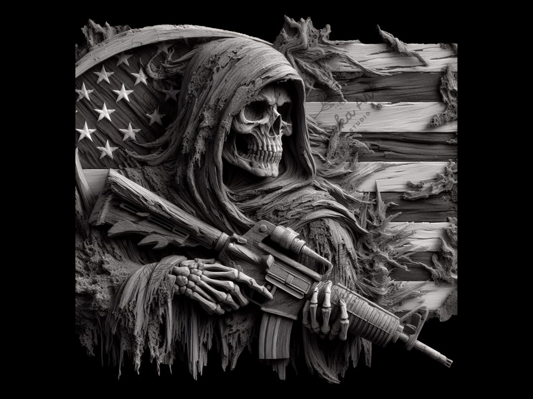 Patriotic Grim Reaper Laser Engraving File: Skull Mask, Military ...