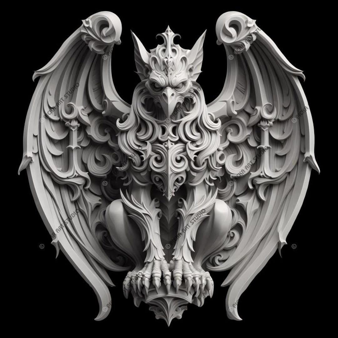 Terrifying Gargoyle Laser Engraving Design Gothic Horror Design for ...