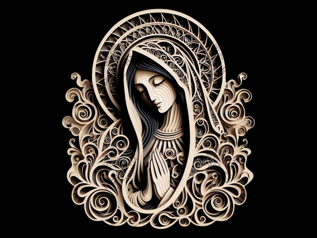 Virgin Mary Laser Engraving File: 3D Illusion Christian Art (digital ...