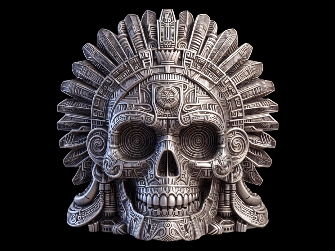 Aztec Skull 3D Illusion Laser Engraving File: Tribal Mask Art (digital ...