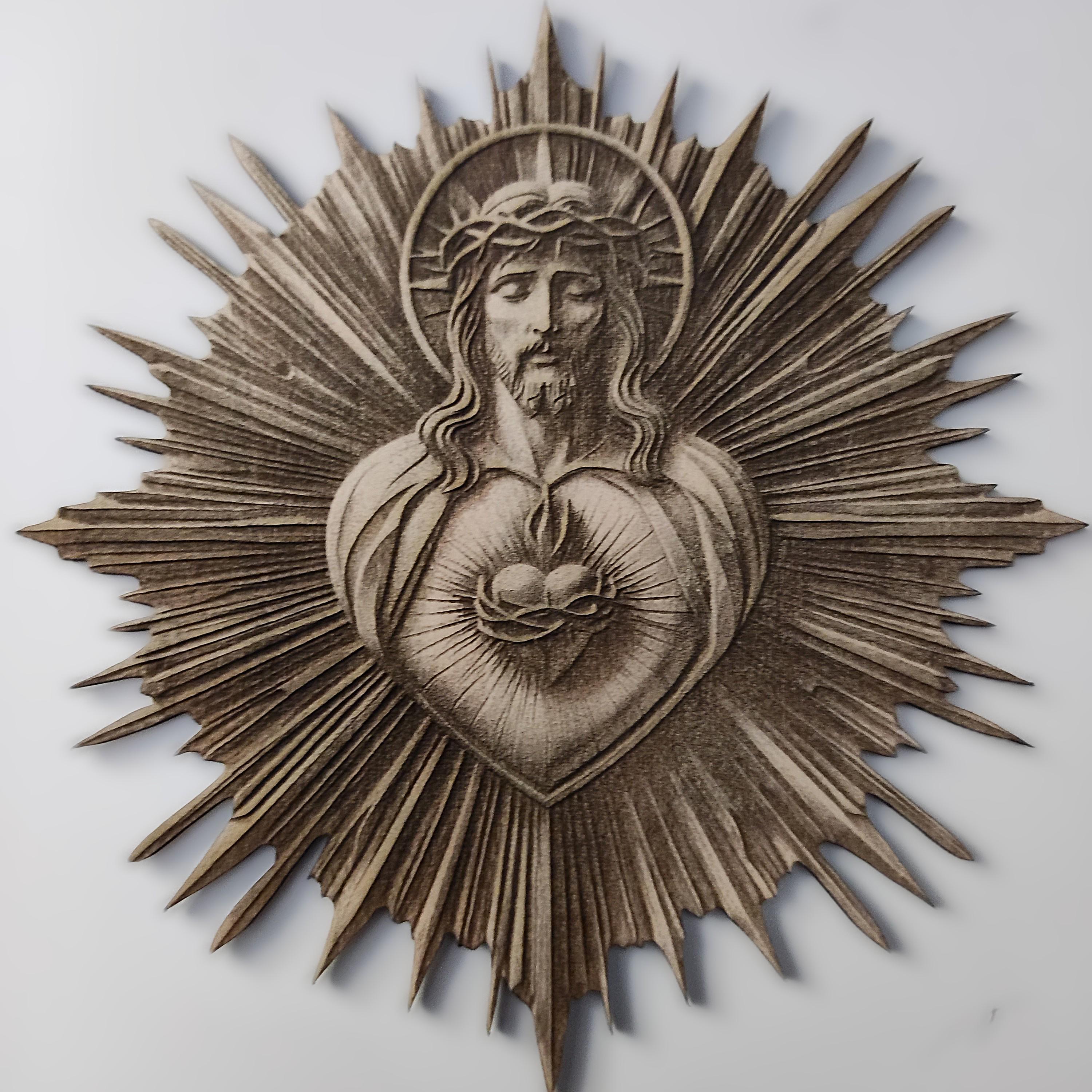 Sacred Heart of Jesus Laser Engraving File: 3D Illusion Artwork ...