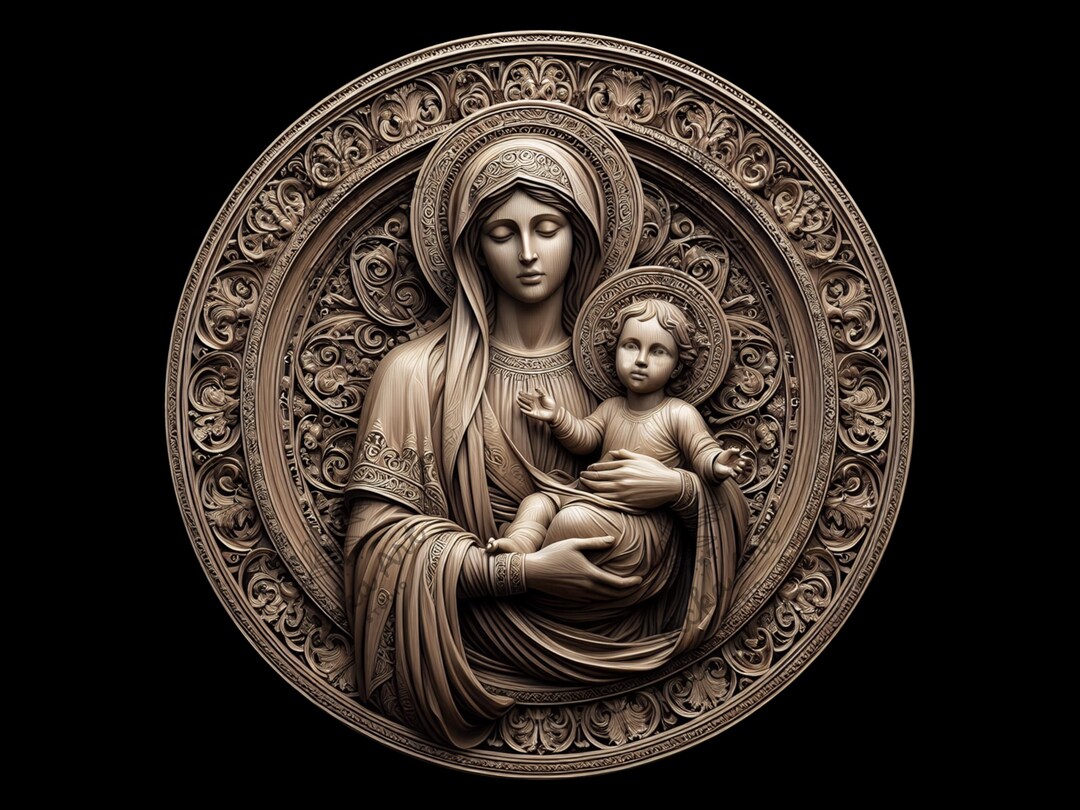 Virgin Mary and Baby Jesus Laser Engraving File (lightburn, Glowforge ...