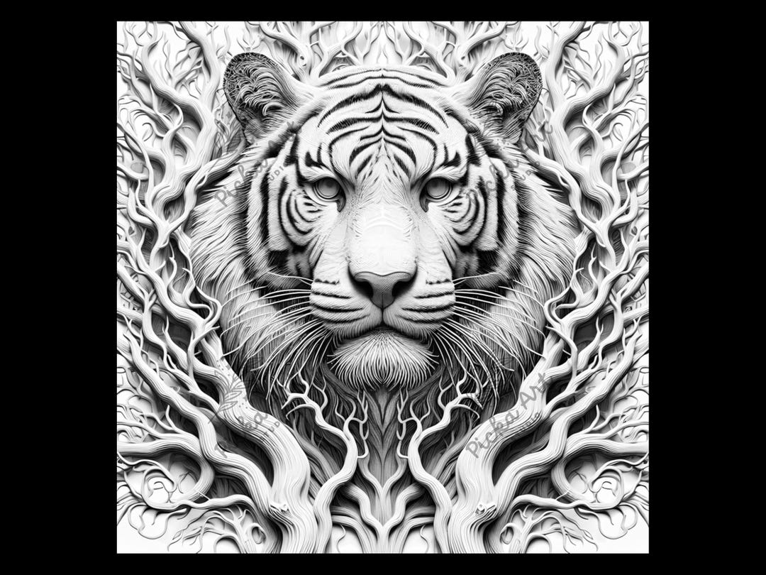 Tiger 3D Illusion Laser Engraving File: Wildlife Art (lightburn ...