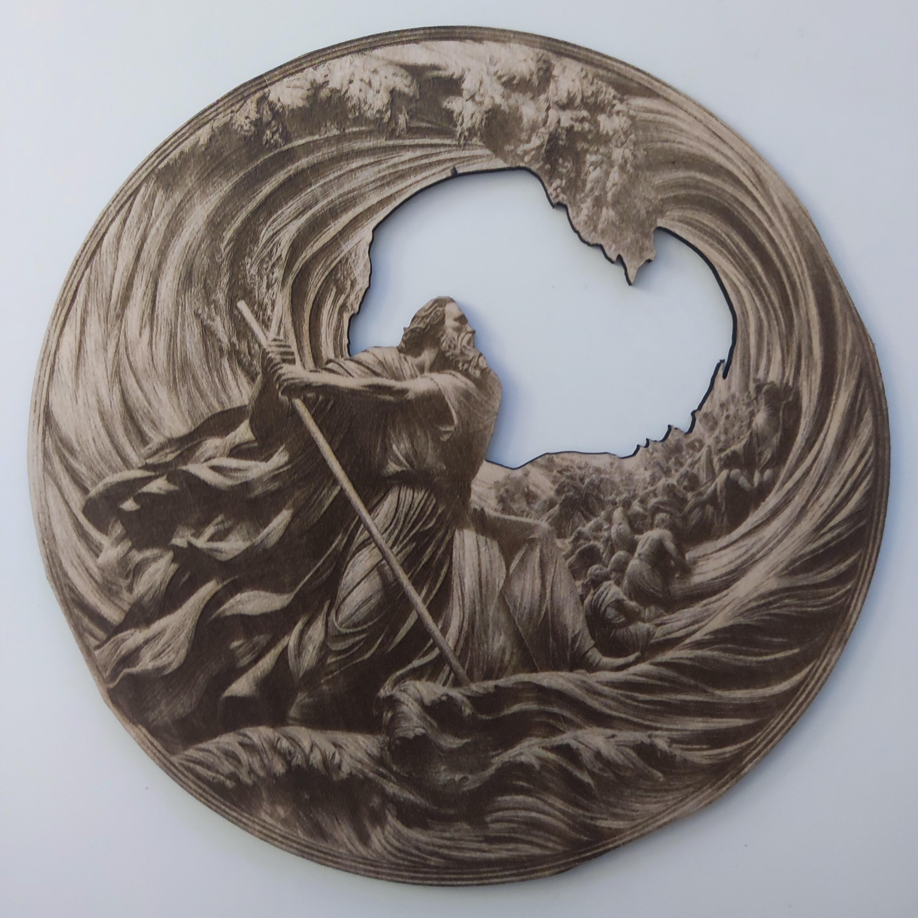 Moses Parting Red Sea Laser Engraving File: Biblical Decor (lightburn ...