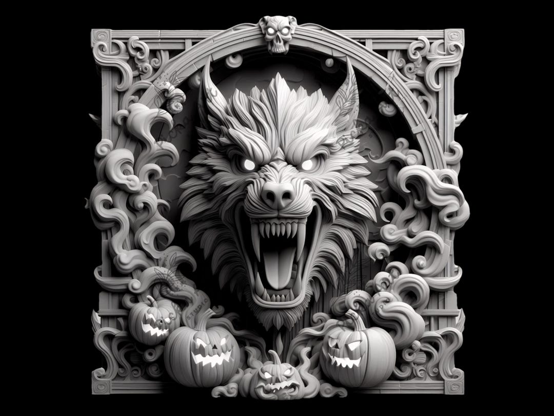Scary Werewolf 3D Illusion Laser Engraving File – Artistic Halloween ...