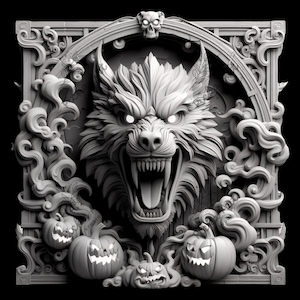 Scary Werewolf 3D Illusion Laser Engraving File – Artistic Halloween ...