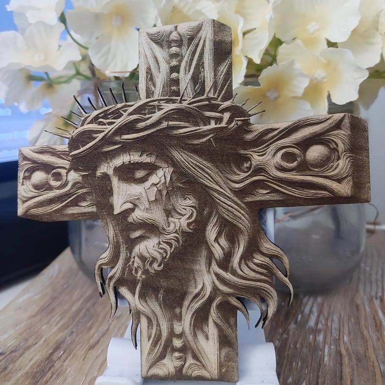 Crucifixion 3D Illusion Laser Engraving File: Christ Cross Design ...