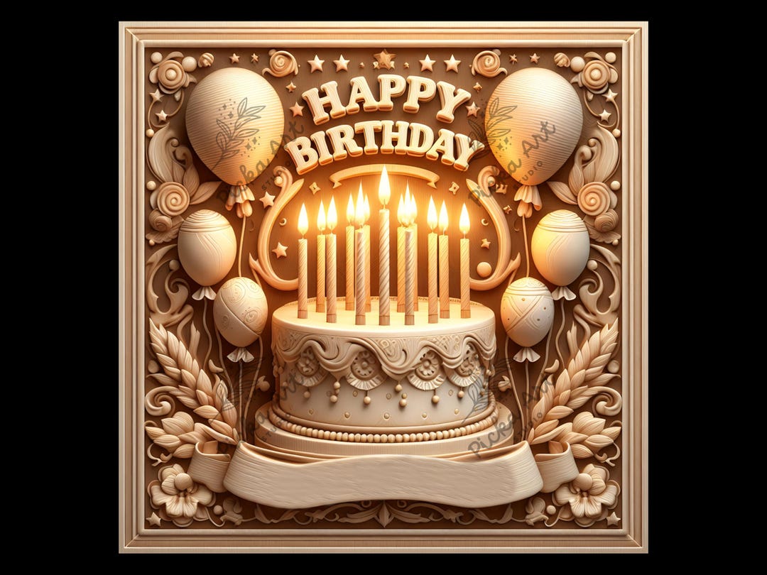 Customizable Happy Birthday Sign: 3D Illusion Laser Engraving File ...