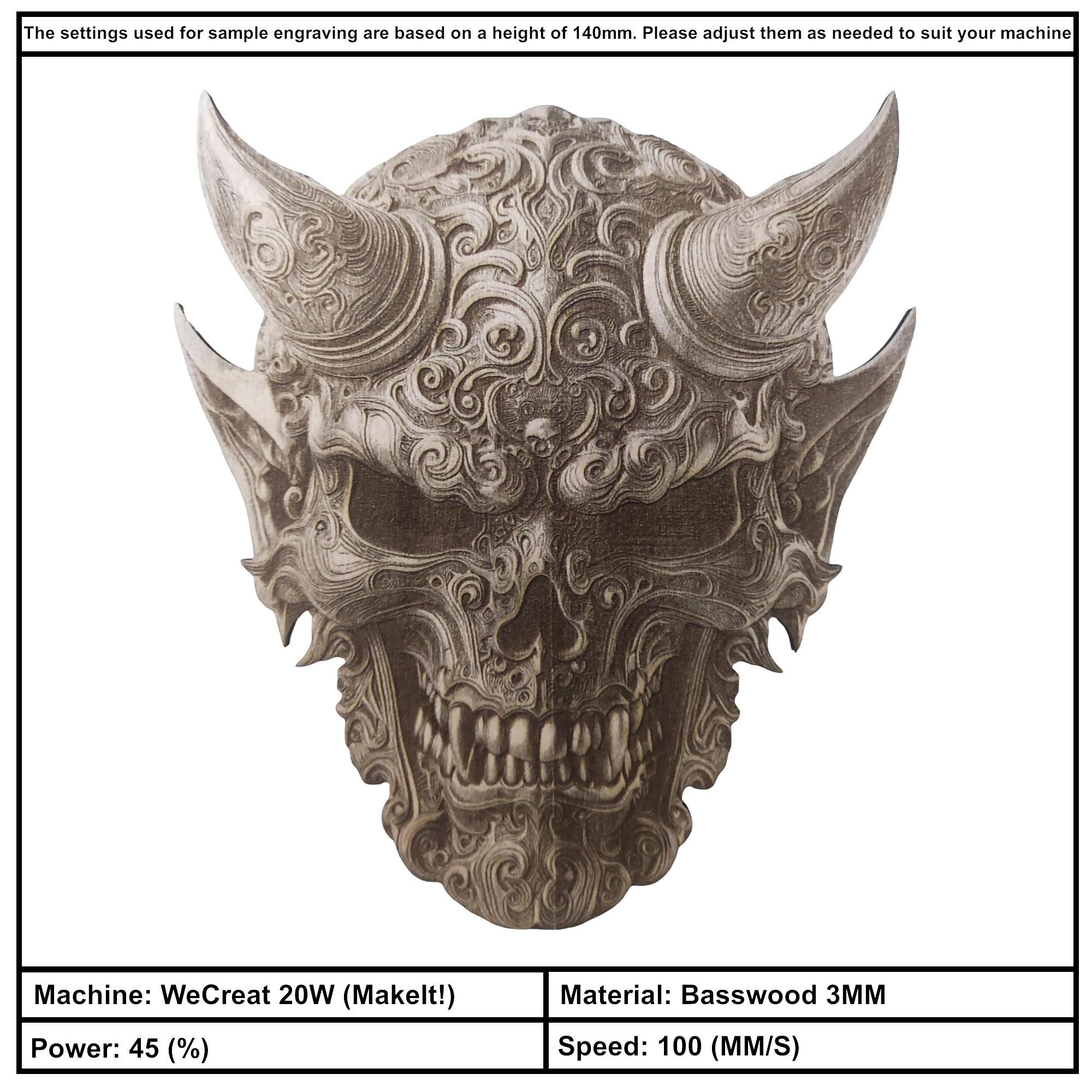 Japanese Oni Demon Mask 3D Illusion Laser Engraving File | Oni 3D ...