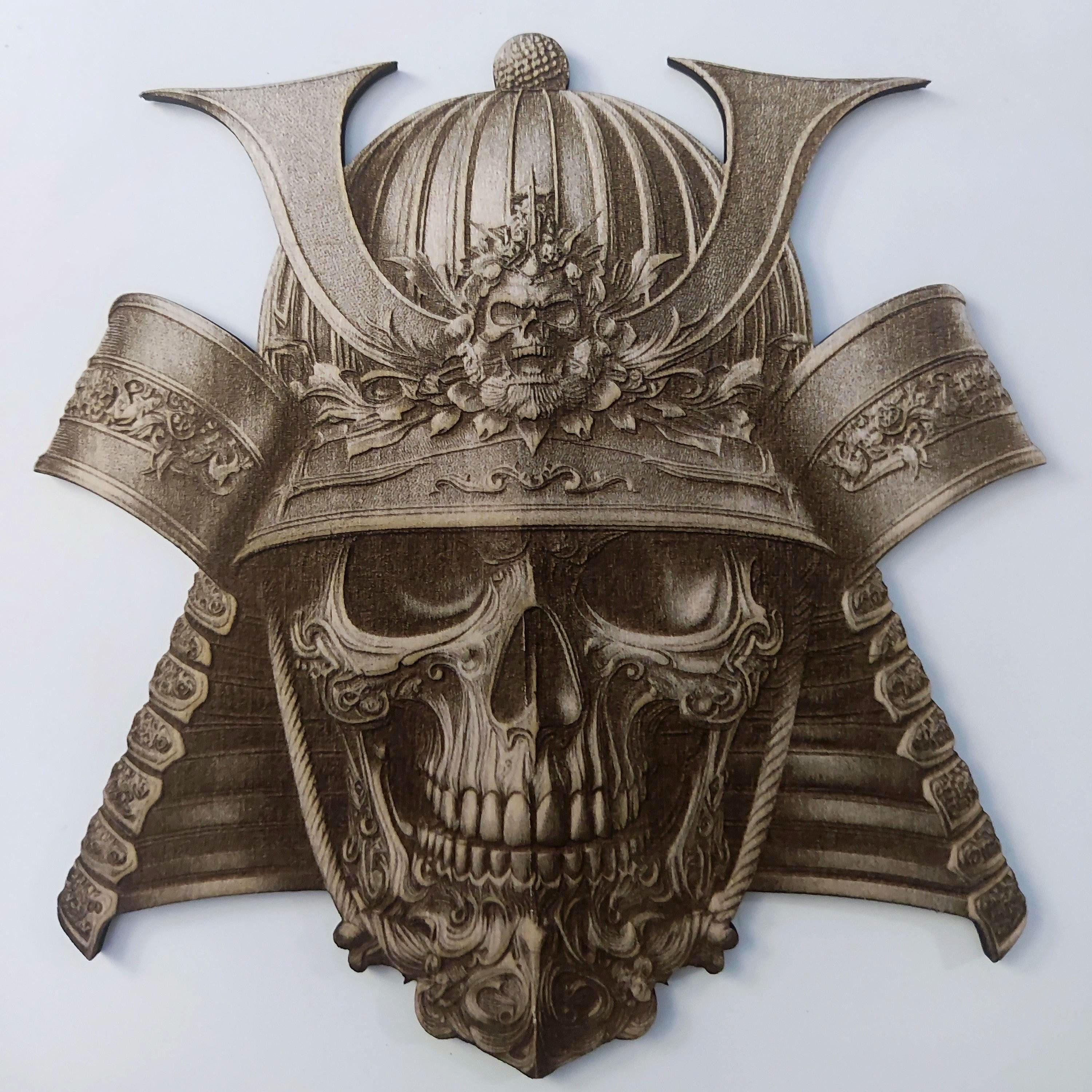 Samurai Skull Mask 3D Illusion: Laser Engraving File - Etsy