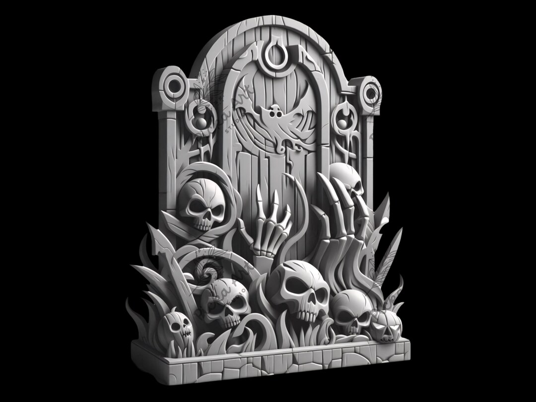 Tomb of Skulls 3D Illusion Laser Engraving File – Spooky Halloween ...