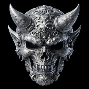 Japanese Oni Demon Mask 3D Illusion Laser Engraving File | Oni 3D ...