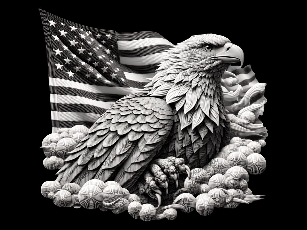 Eagle US Flag Laser Engraving File: Patriotic Artwork (CO2, Glowforge ...