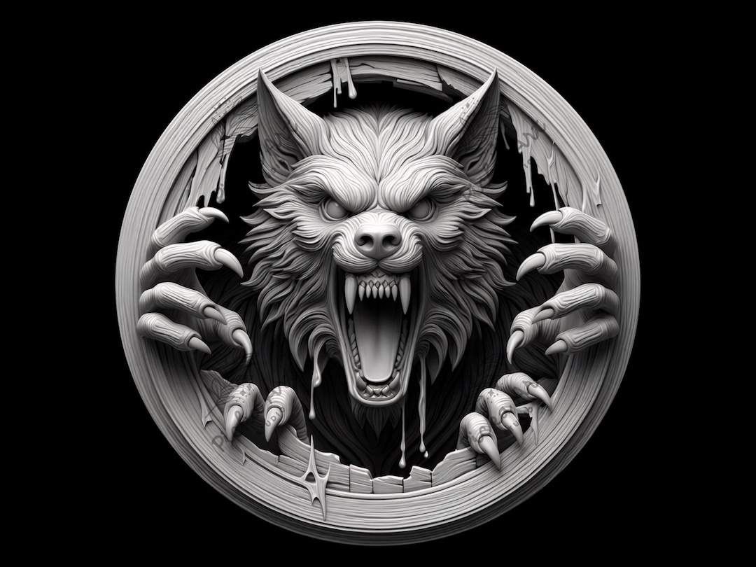 Fierce Werewolf 3D Illusion Laser Engraving File – Artistic Halloween ...