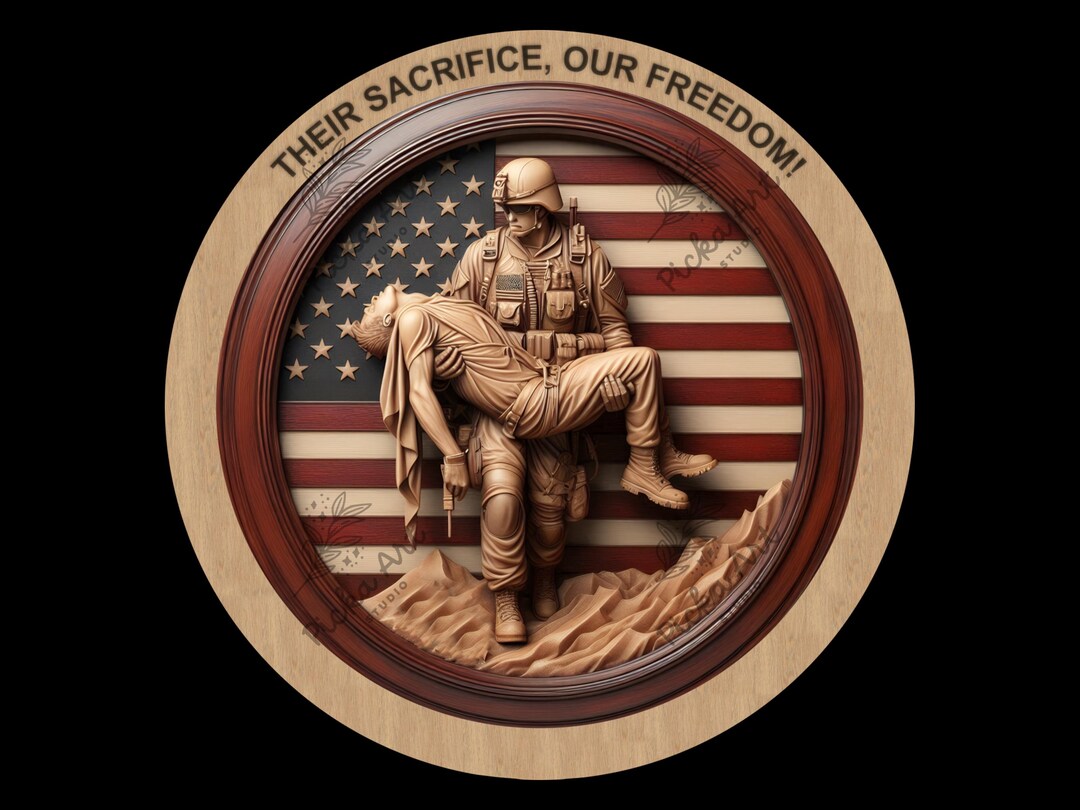 Fallen Soldier 3D Illusion Laser Engraving File: Military Memorial ...