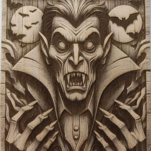 Stylized Vampire 3D Illusion Laser Engraving File | Dracula With Moon ...