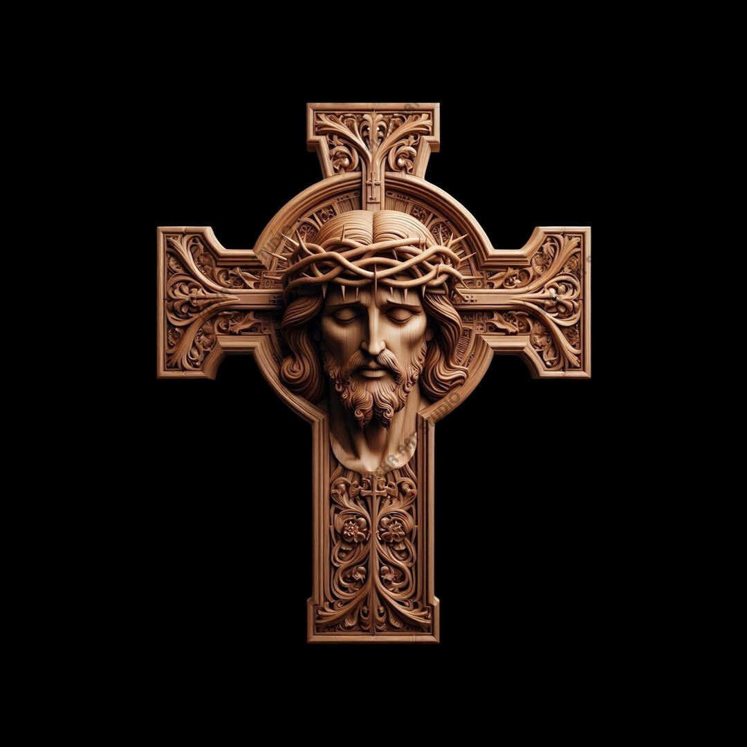 Jesus Crucifixion 3D Illusion Laser Engraving File Crown of Thorns ...