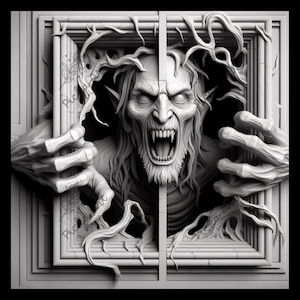 Imprisoned Monster 3D Illusion Laser Engraving File: Gothic Horror ...