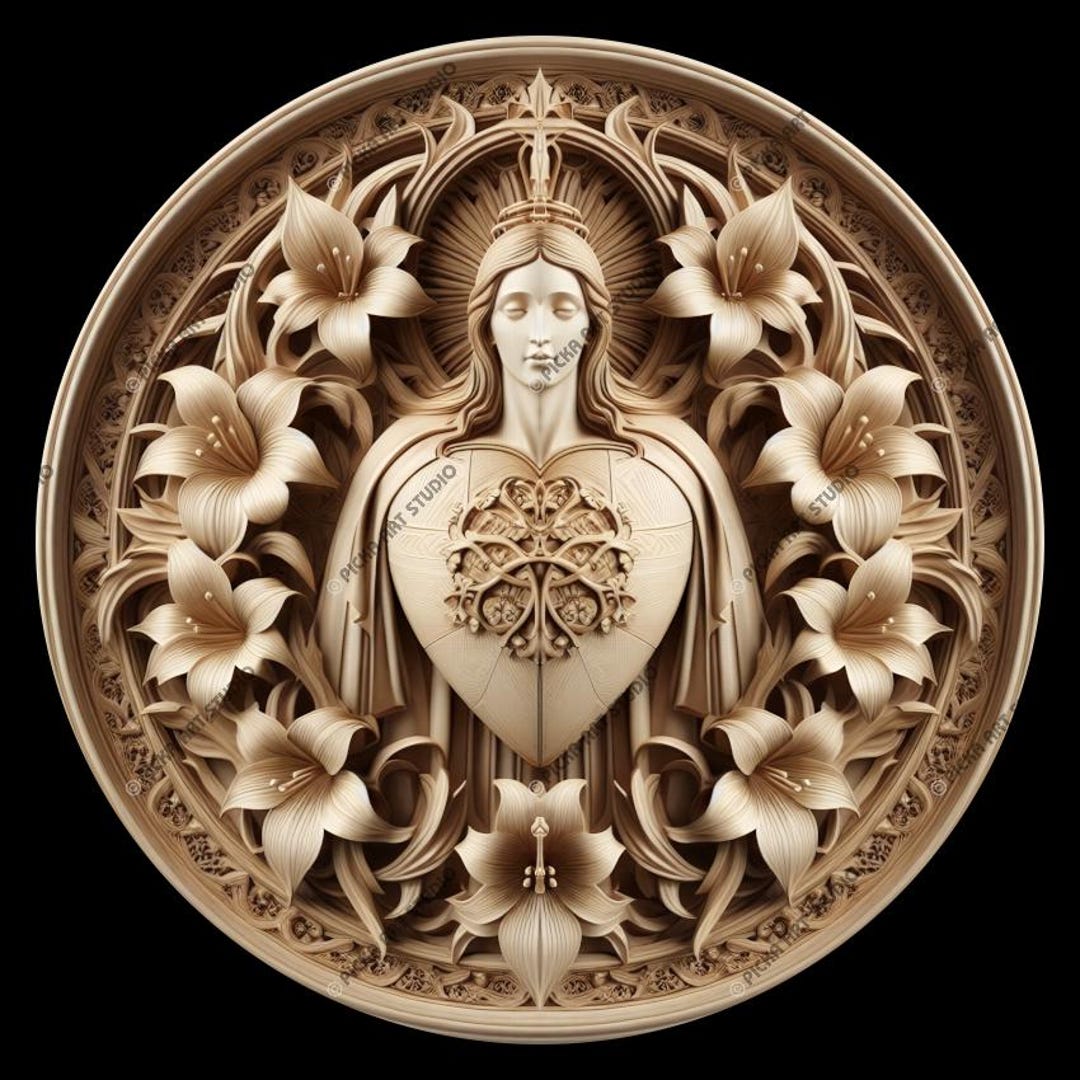 Virgin Mary and Sacred Heart of St. Joseph Laser Engraving Devotional ...