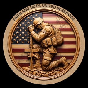 Kneeling Soldier 3D Illusion Laser Engraving File: Military Tribute ...