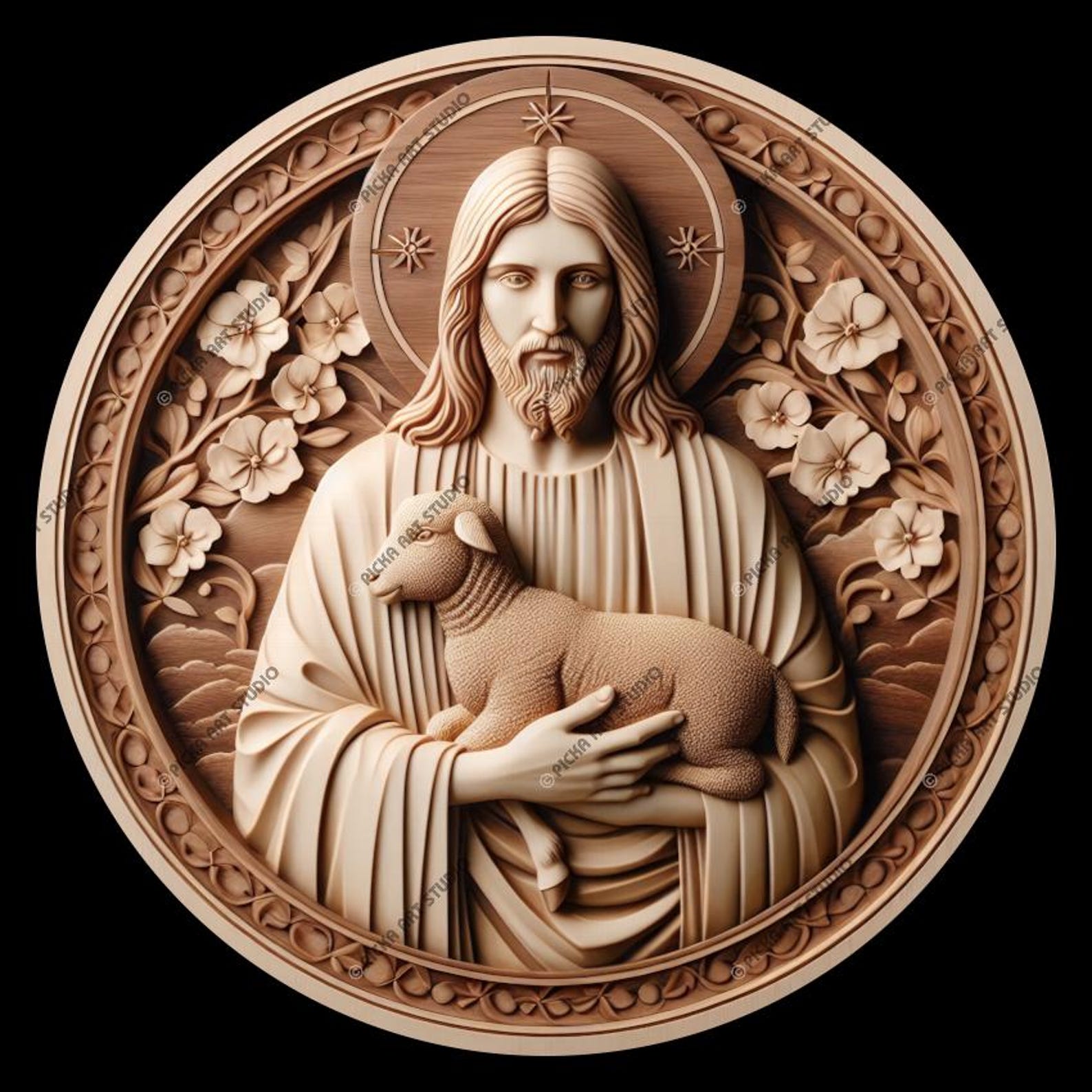 Jesus and Lamb Laser Engraving Design, Christian Faith Art, Religious ...