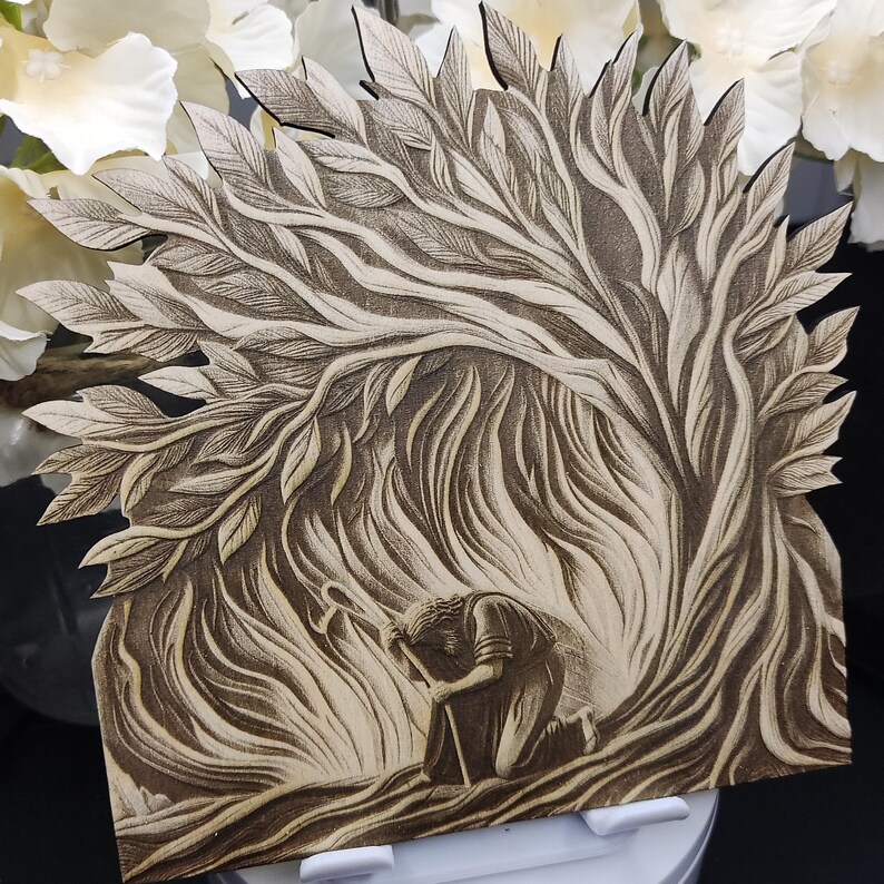 Burning Bush With Moses Laser Engraving File: Christian Wall Art ...