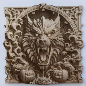Scary Werewolf 3D Illusion Laser Engraving File – Artistic Halloween ...