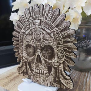 Aztec Skull 3D Illusion Laser Engraving File: Tribal Mask Art (digital ...