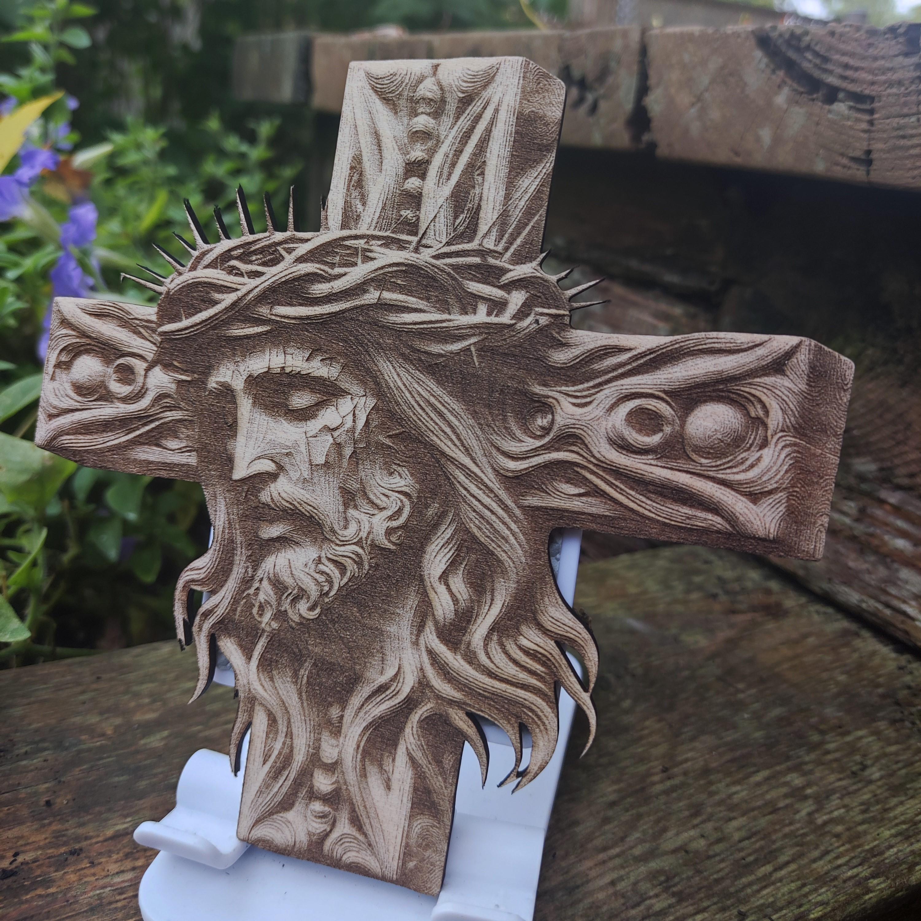 Crucifixion 3D Illusion Laser Engraving File: Christ Cross Design ...