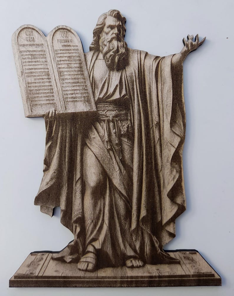 Moses 3D Illusion Laser Engraving Design Presenting Ten Commandments ...
