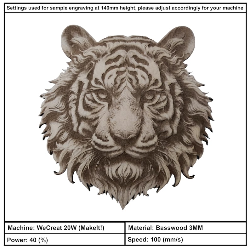 3D Tiger Head Laser Engraving File: Wildlife Art (lightburn Ready) - Etsy