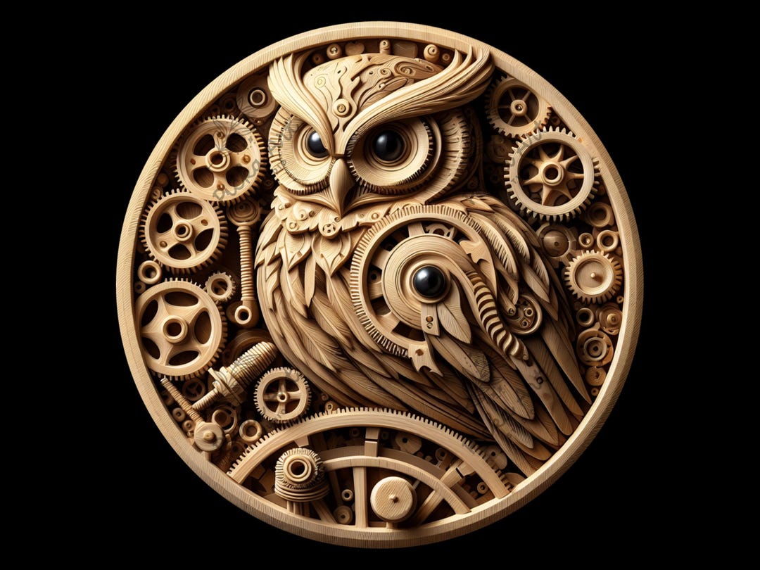 Steampunk Owl 3D Illusion Laser Engraving File | American Flag ...