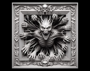 Imprisoned Monster 3D Illusion Laser Engraving File: Gothic Horror ...