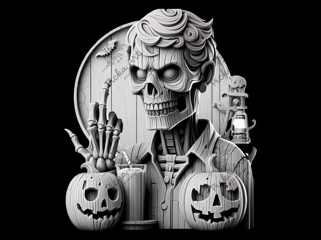 Zombie 3D Illusion Laser Engraving File | Funny Flipping off Zombie ...
