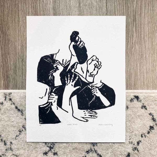 Linocut People Print - Etsy
