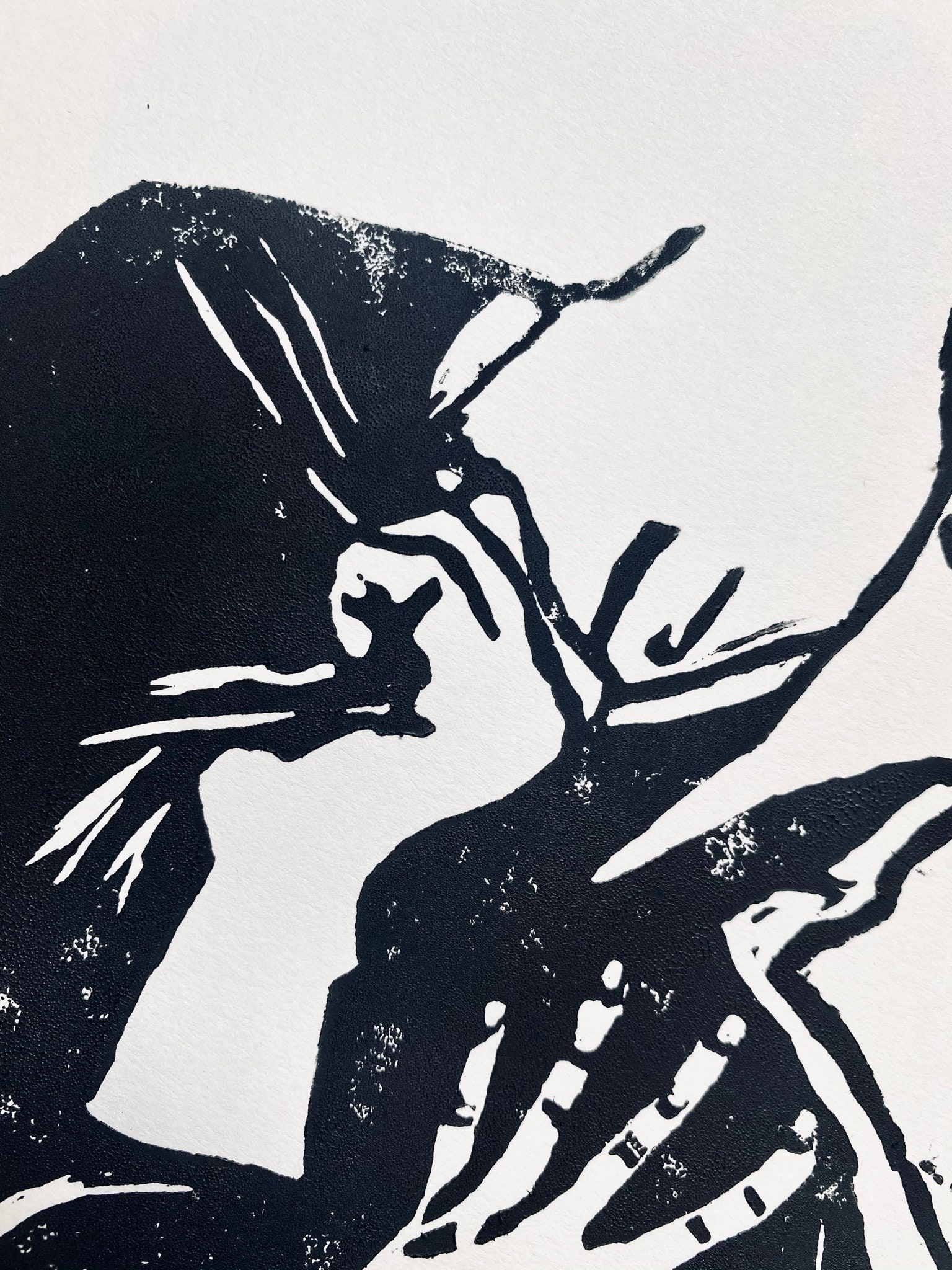 Hand Study Linocut Print | Hands Block Print | Printmaking | Home Decor ...