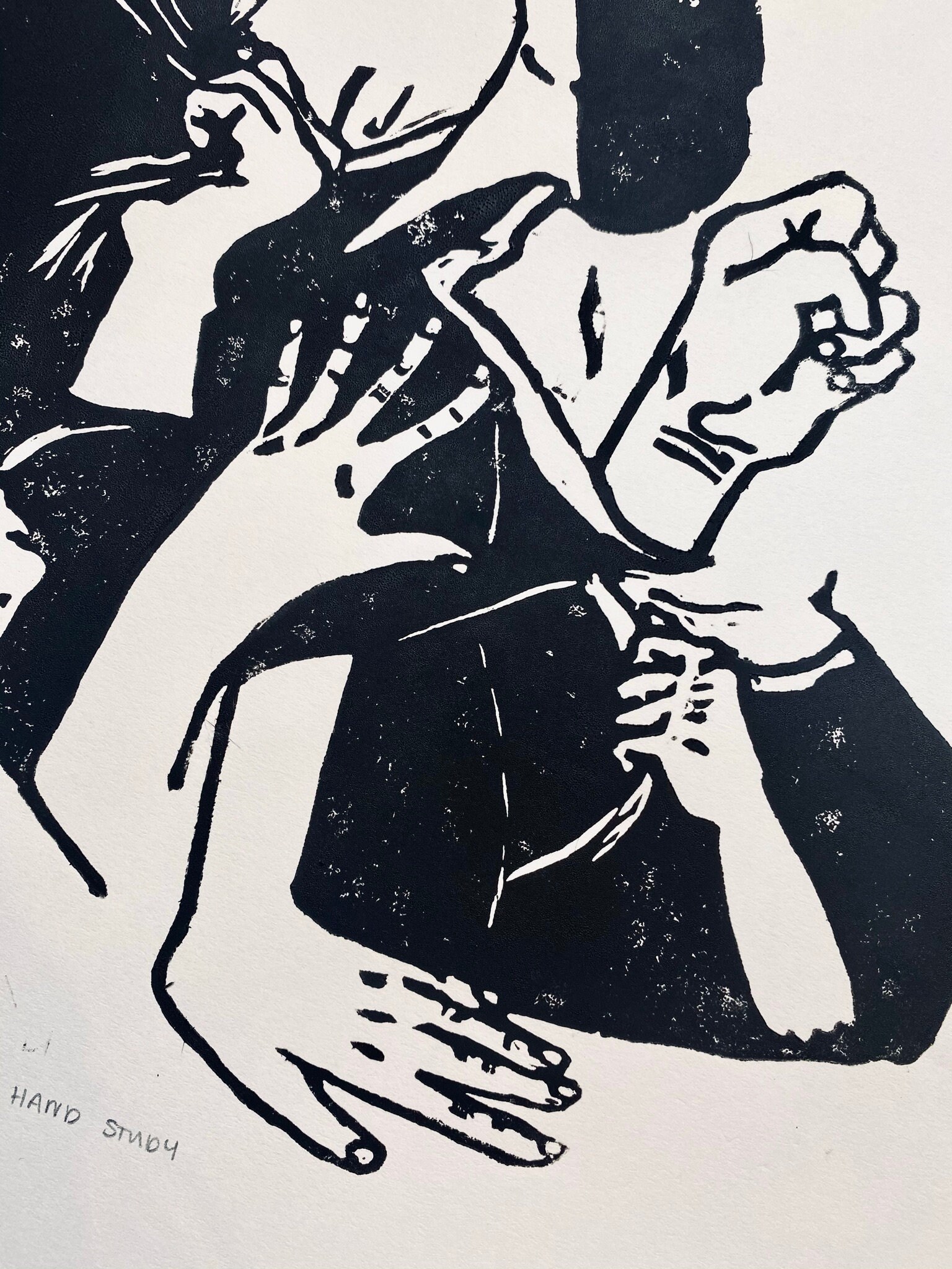 Hand Study Linocut Print | Hands Block Print | Printmaking | Home Decor ...