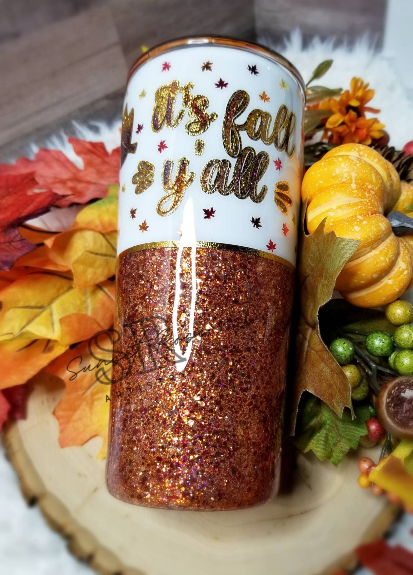 It's Fall Y'all Glitter Tumbler | Fall Autumn Theme Cup | 20oz Tumbler ...