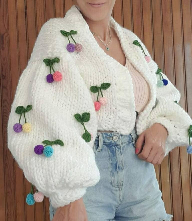 Cherry Chunky Cardigan Oversized Chunky Cardigan Cloudy - Etsy