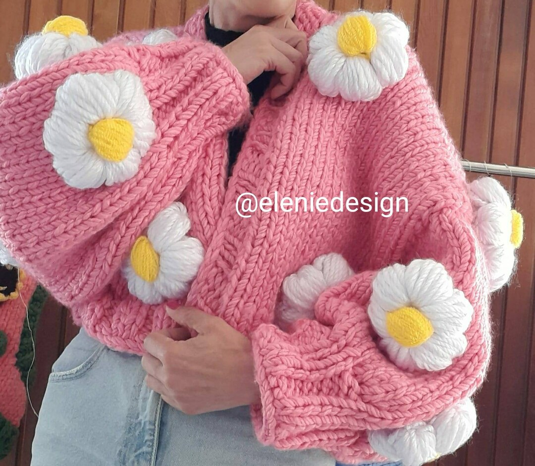 Handmade Daisy Cardigan for Women, Cardigan for Woman, Cropped Cardigan ...