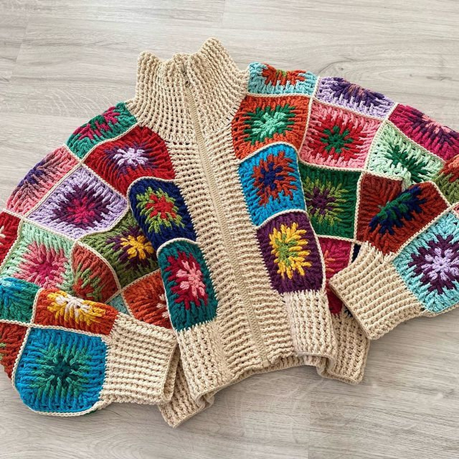 Crochet Granny Square Jacket for Women Crochet Bomber Jacket - Etsy