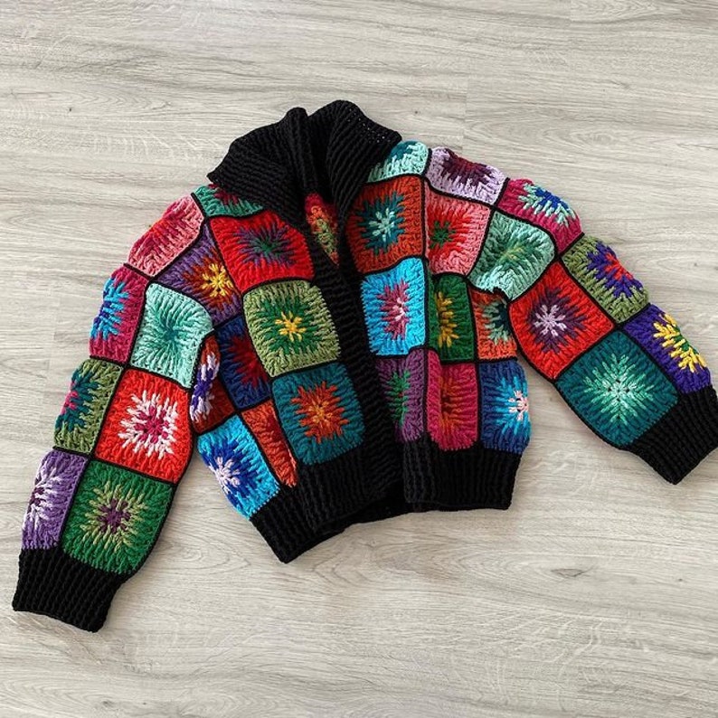 Crochet Granny Square Jacket for Women Crochet Bomber Jacket - Etsy