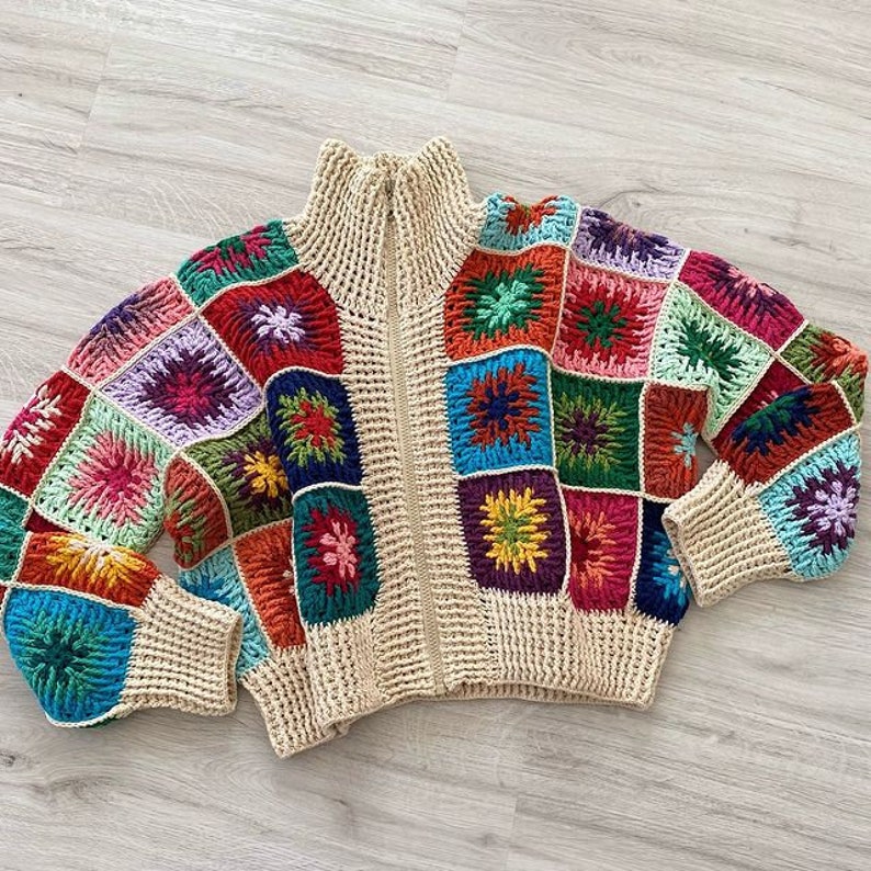 Crochet Granny Square Jacket for Women Crochet Bomber Jacket - Etsy