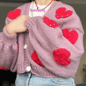 Handmade Heart Cardigan, Heart Pattern, Girlfriend Gift, Spring Fancy ...