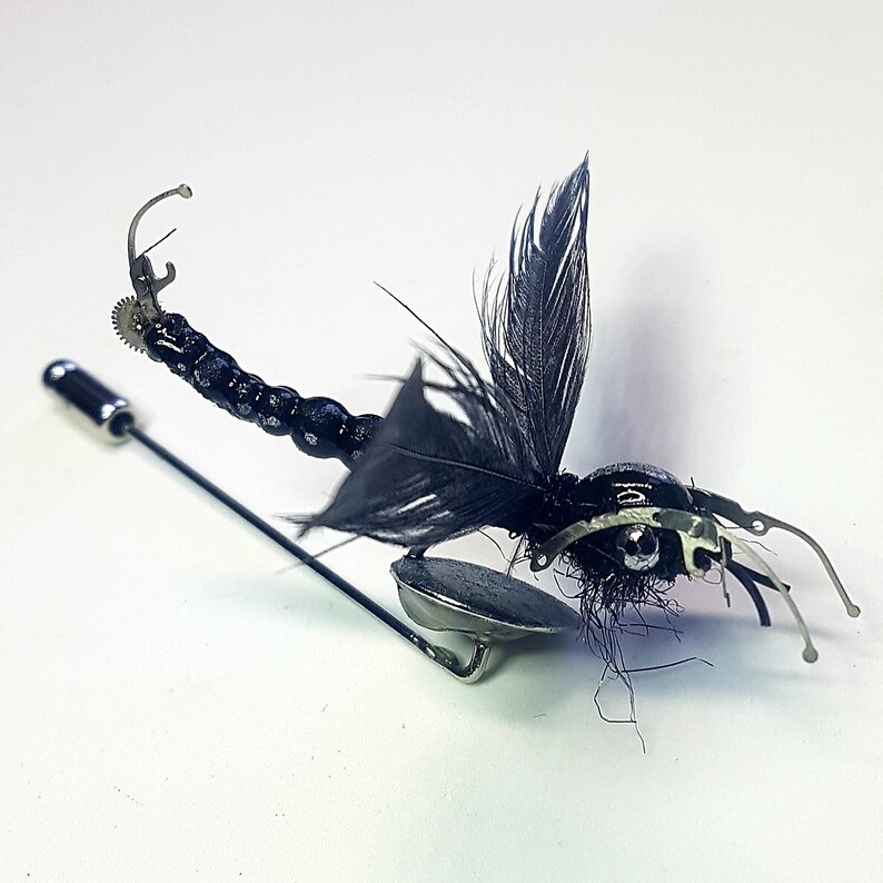 Steampunk Insect Brooch, Goth Lovers Art Jewellery, Fantasy Black ...