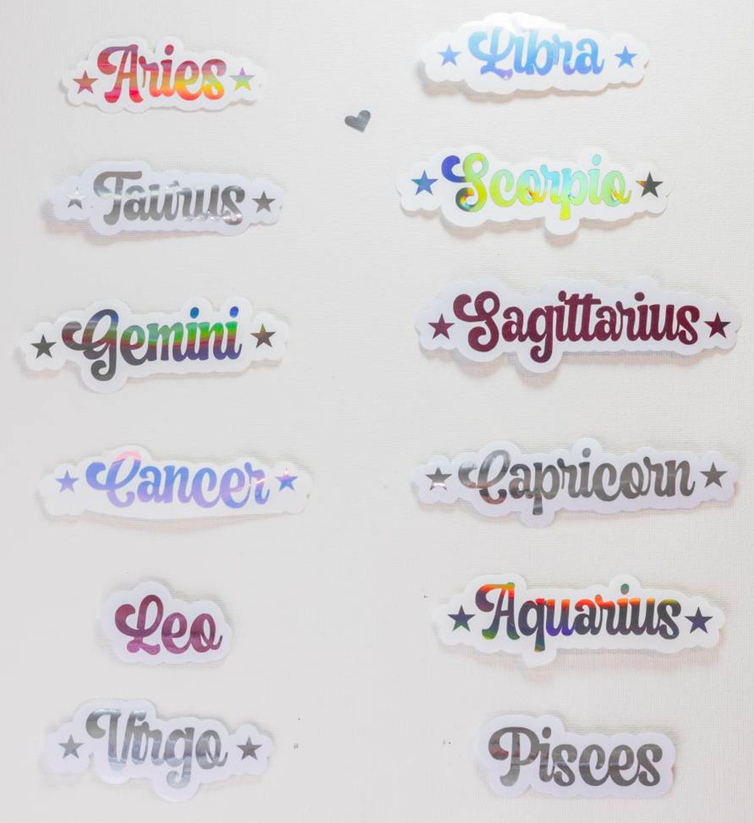Cursive Zodiac Decal, Retro Zodiac Decal, Zodiac Decal, Grimoire Decal ...