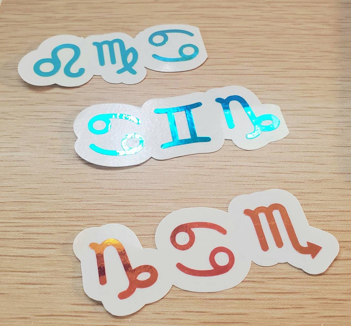 Custom Zodiac Decal, Big 3 Zodiac Decal, Holographic Astrology Decal ...